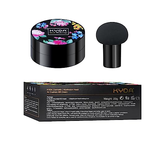 Ownest Mushroom Head Air Cushion BB Cream, Concealer Lasting Nude Makeup Moisturizing Pigment CC Liquid Foundation, Even Skin Tone Makeup Base Primer-Natural