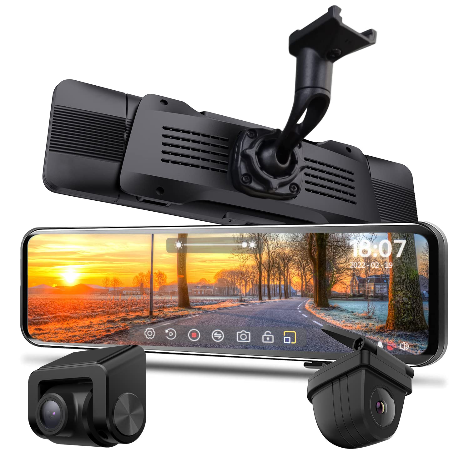 NikoMaku Mirror Dash Cam Front and Rear OEM Design Split Front Camera HDR Full Touch Screen Rear View Mirror Camera 170° Wide Angle Dual Cameras Waterproof ASX Pro