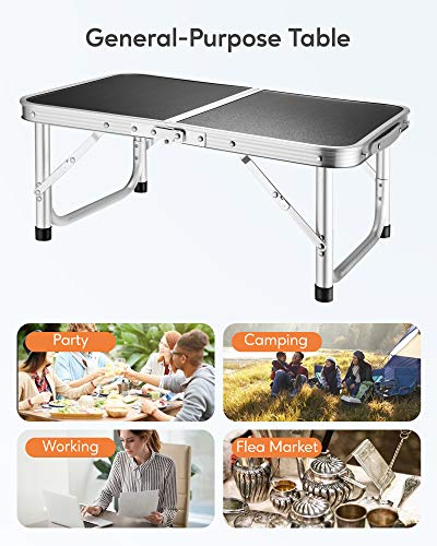 Mini Camping Table, FiveJoy Small Lightweight Adjustable Camp Table, Weatherproof and Rust Resistant Table for Outdoor Picnic Beach Backyard, Father's Day, 23.6 x 15.7 Inch