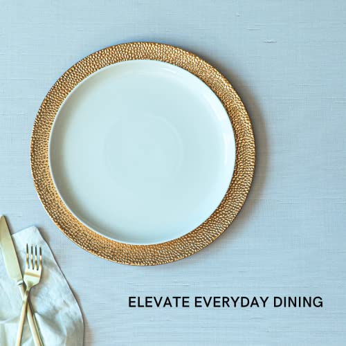 Rickion Charger Plates and Napkin Rings, Set of 6, Gold Chargers for Dinner Plates β Unique, Elegant, Bubble Plate Chargers & Matching Napkin Rings β Thick, Reusable PP Plastic