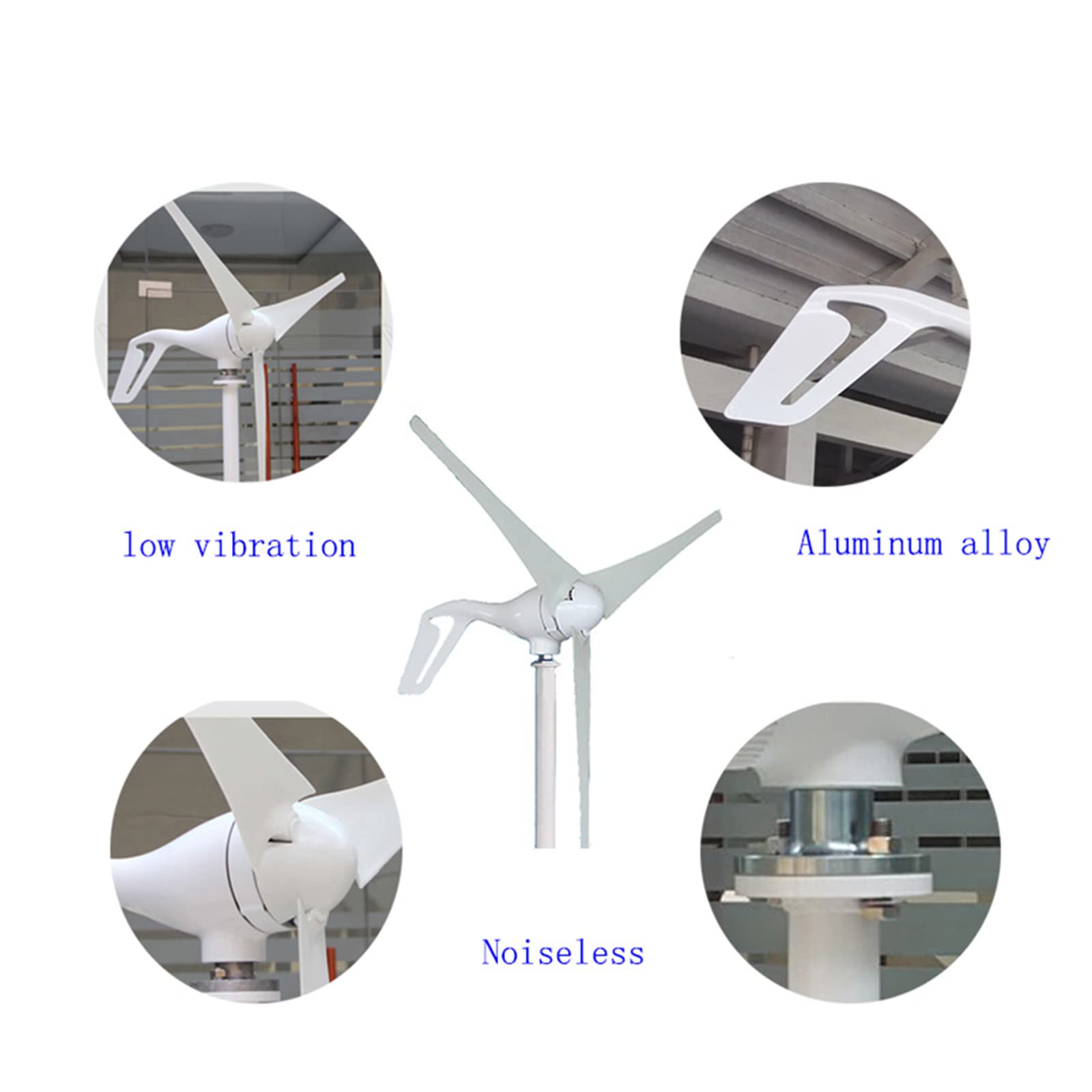QAZNHODDS 4000W Wind Turbine Generator kit 24v Wind Industrial Machinery Equipment with Wind Boosting Controller 5 Blades Horizontal Axis Permanent Magnet Generator for Home Street,Three Blade,48v