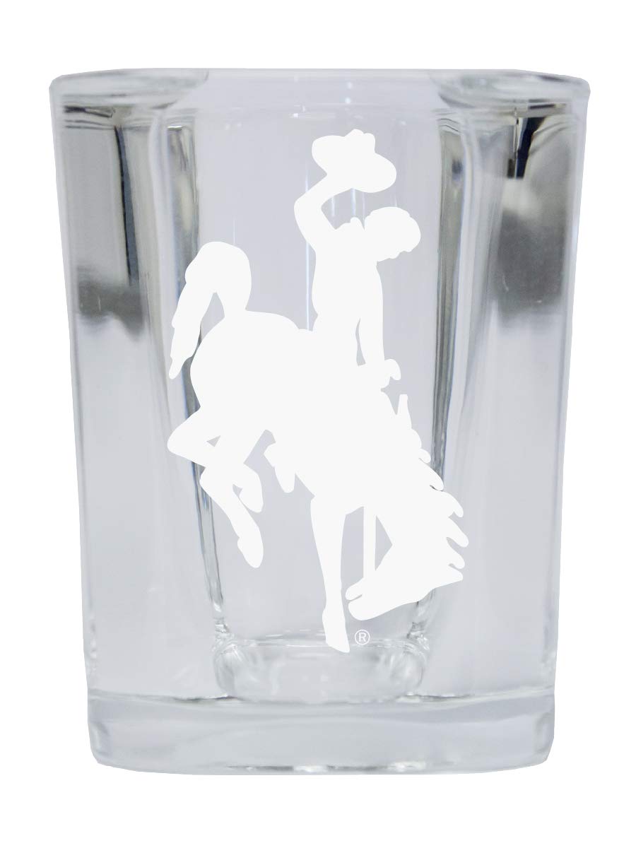 R and R Imports University of Wyoming 2 Ounce Square Shot Glass laser etched logo Design Officially Licensed Collegiate Product