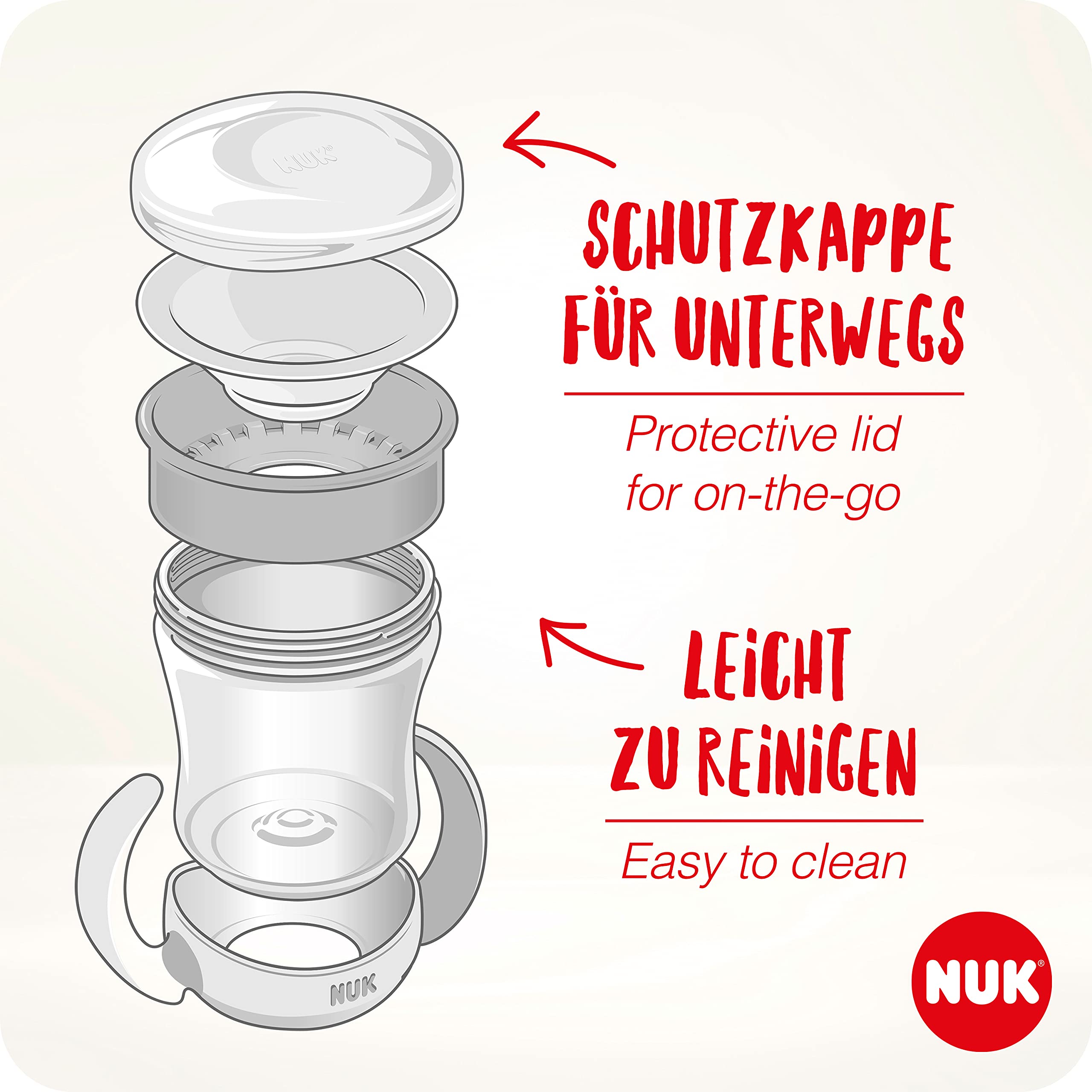 NUK Mini Magic Cup learning mug | 360 ° drinking rim | 160ml | leakproof | BPA free | 6+ months | turquoise