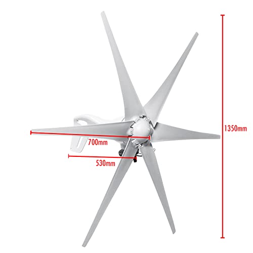 QAZNHODDS Wind Turbine Generator kit, 6000W 6 Blade Wind Industrial Machinery Equipment with Wind Boosting Controller for Terrace, Marine, Motorhome, Chalet, Boat,1,12V
