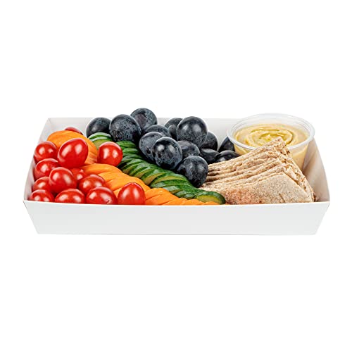 Restaurantware Matsuri Vision 9 x 6 x 1.5 Inch Large Sushi Trays 100 Greaseproof Sushi Packaging Boxes - Lids Sold Separately Disposable White Paper Sushi Containers For Entrees Or Desserts