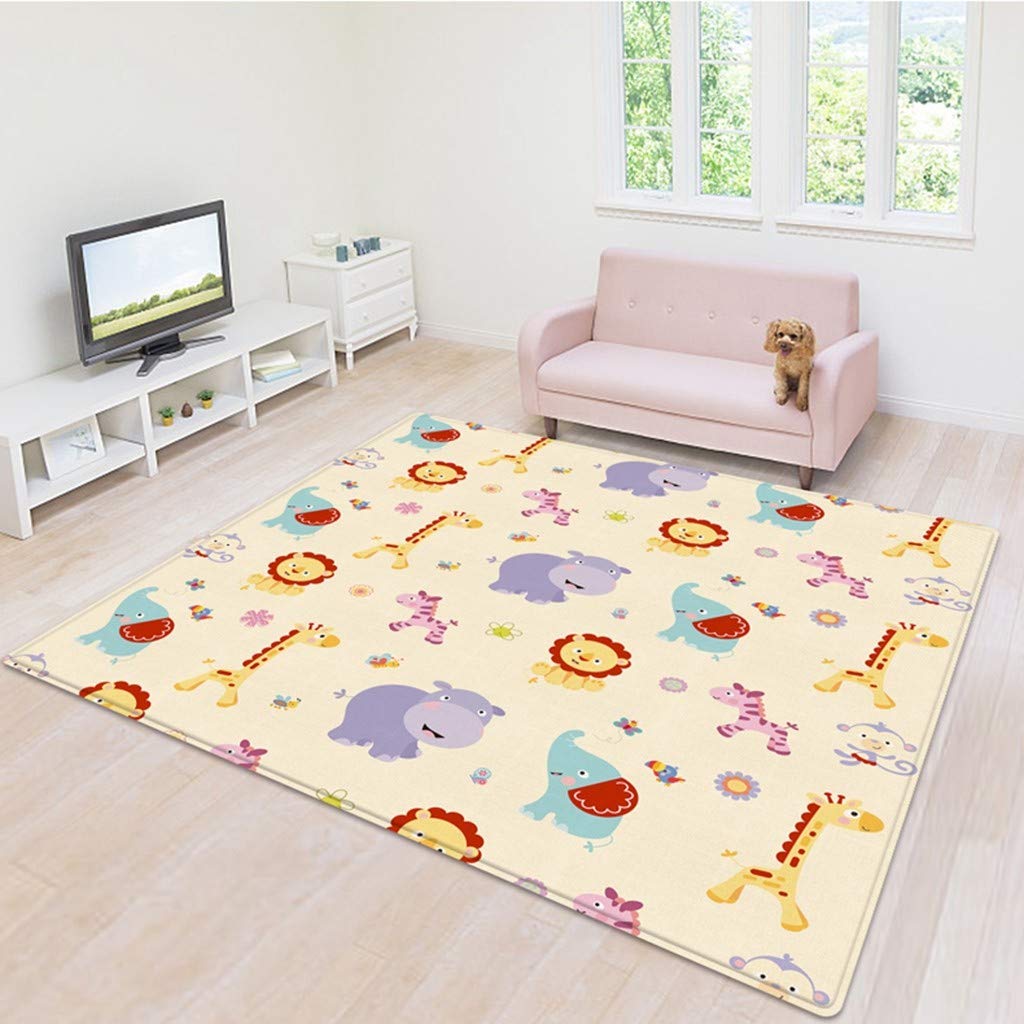 OKBOP Double-Sided Baby Play Mat, Portable Foldable Play Mat for Infants Toddlers, Kids Cushioned Waterproof Soft Playmat/Rug, 6.56x5.90x0.033ft