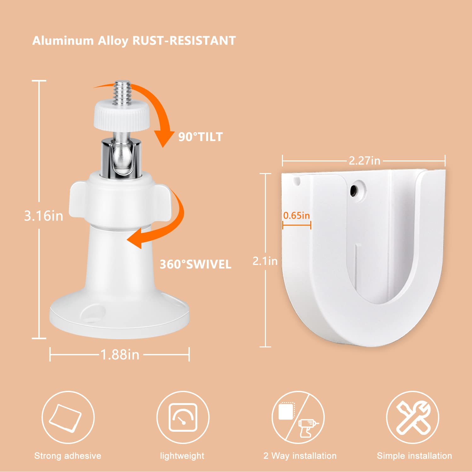 Strong Adhesive Wall Mount for Ring Camera&Stick Up Cam Battery,Indoor Outdoor Mount Bracket for Arlo Pro/Pro 2/Pro 3/Ultra/Ultra 2,Ring indoor Cam, eufyCam E/2C