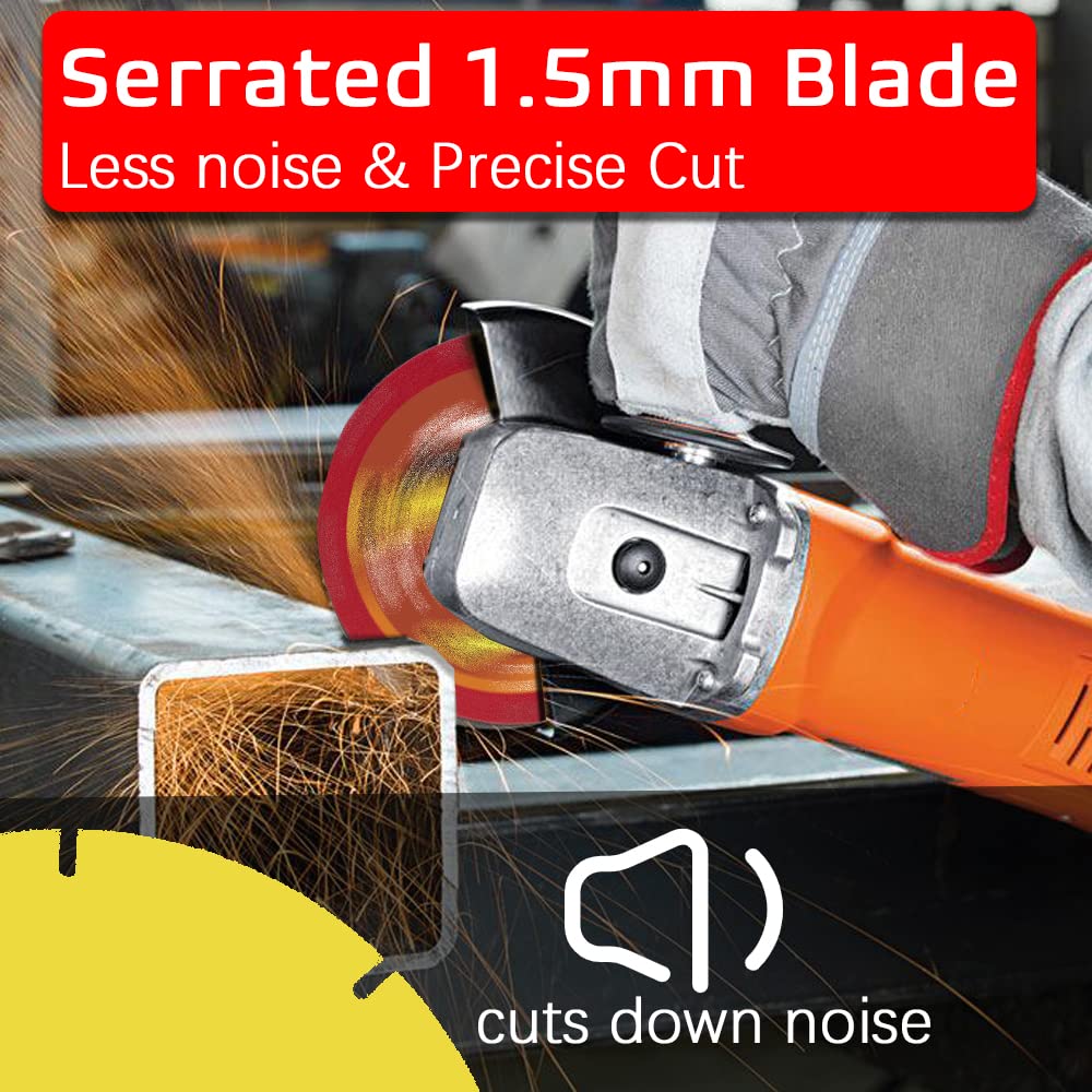 Rokrou Cutting and Grinding in One Diamond Brazed Cut Off Wheel Blade 4 1/2" for Angle Grinder, Cut Off Wheel Capable of 5000+ Cuts,7/8" Arbor Wide for Metal, Rebar, Iron, Brass …