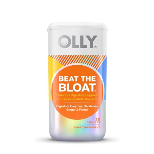 OLLY Beat The Bloat Capsules, Digestive Support Enzymes, Supplement for Women - 25 Count