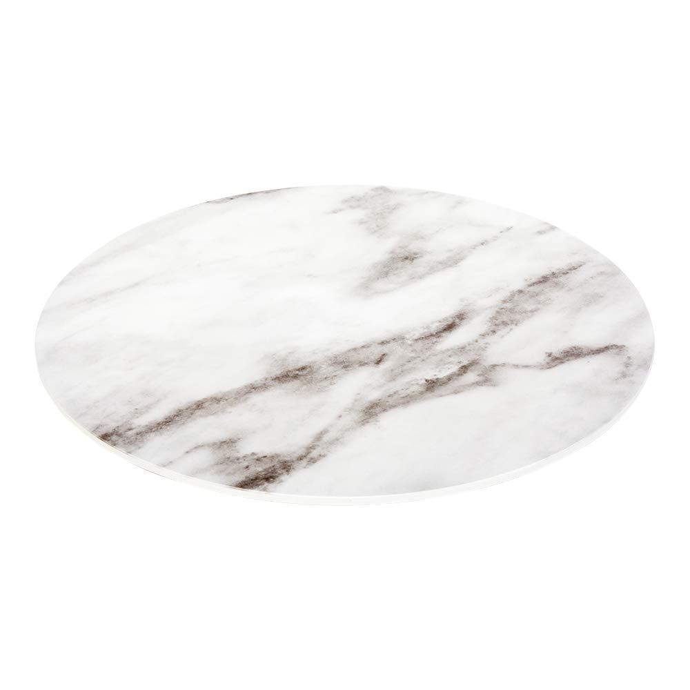 Restaurantware Voga 13 Inch Serving Tray 1 Round Outdoor Tray - Faux Marble Dishwasher-Safe White Melamine Platter Tray For Meals Appetizers And Snacks Shatterproof