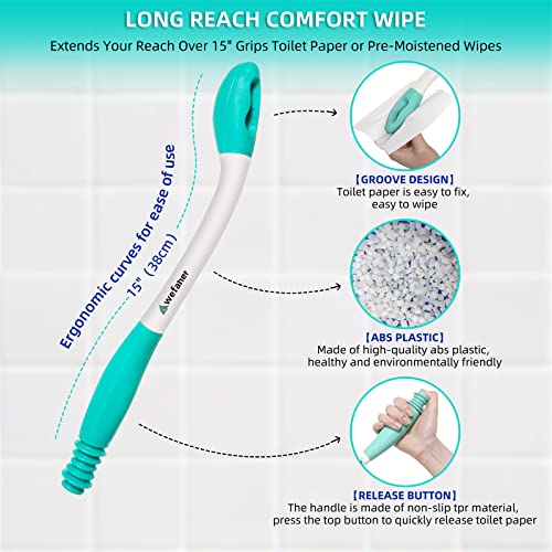 wefaner Toilet Aids Wiping Long Reach Comfort Wipe Wand Bottom Buddy Toilet Self Tissue Aids for Toileting, Self Help Wipe Butt for Fat People,Limited Mobility,Elderly, Pregnancy