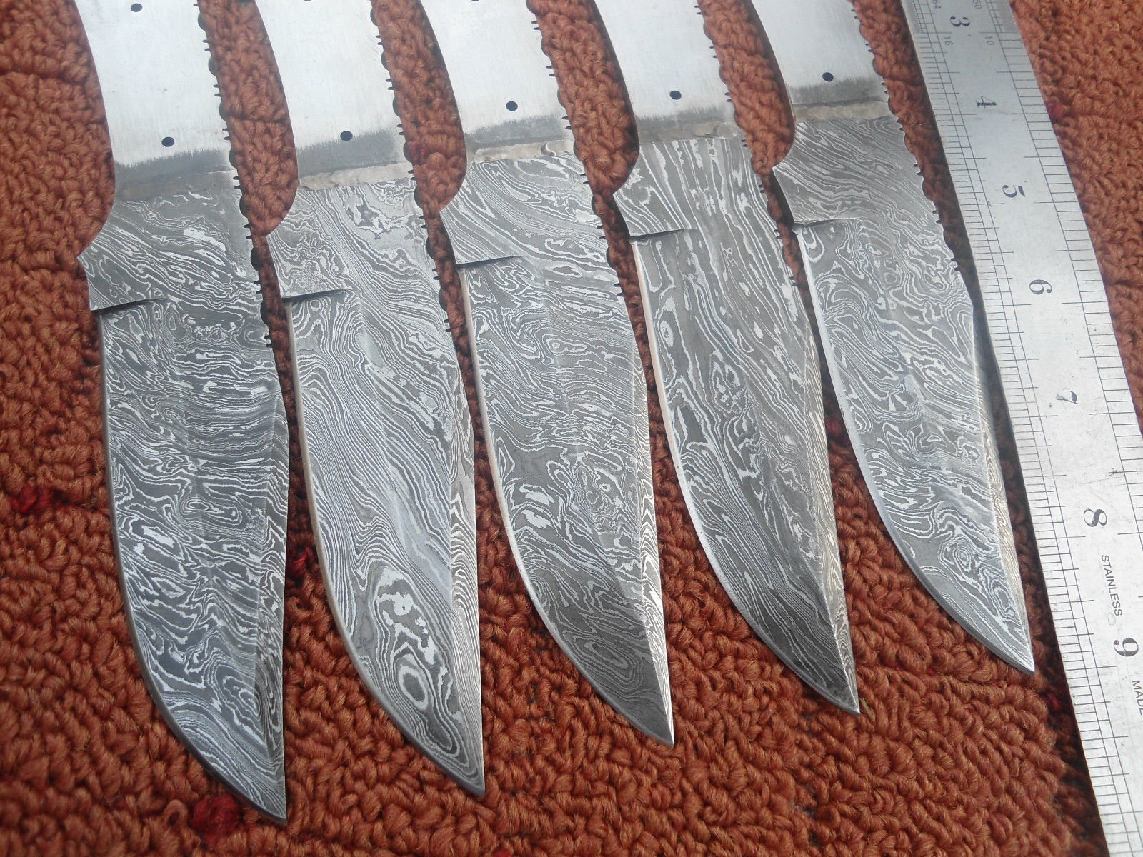 LOT OF 5 PIECES HAND FORGED DAMASCUS STEEL FULL TANG KNIFE BLANK BLADE KNIFE MAKING SUPPLIES