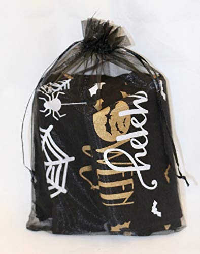 Primitives by Kathy Halloween Themed Kitchen Dish Towel Bundle Set of 2 in a Black Organza Bag - Happy Halloween - Creep It Real
