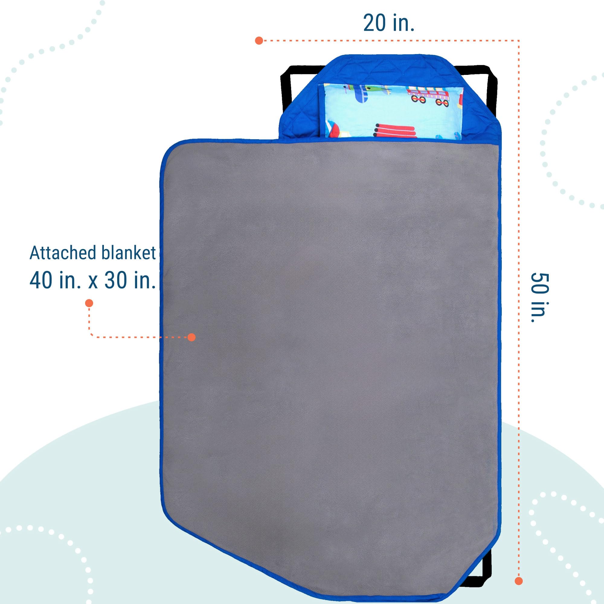 Wildkin Modern Nap Mat Comes with Back-up Removable Pillow (Trains, Planes & Trucks)