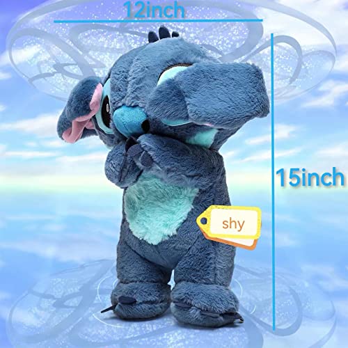 SEMRUAG Stitch Plush Baby Movable, Stuffed Animal Plush, Kids Toys for Ages 2 Up, 15Inch