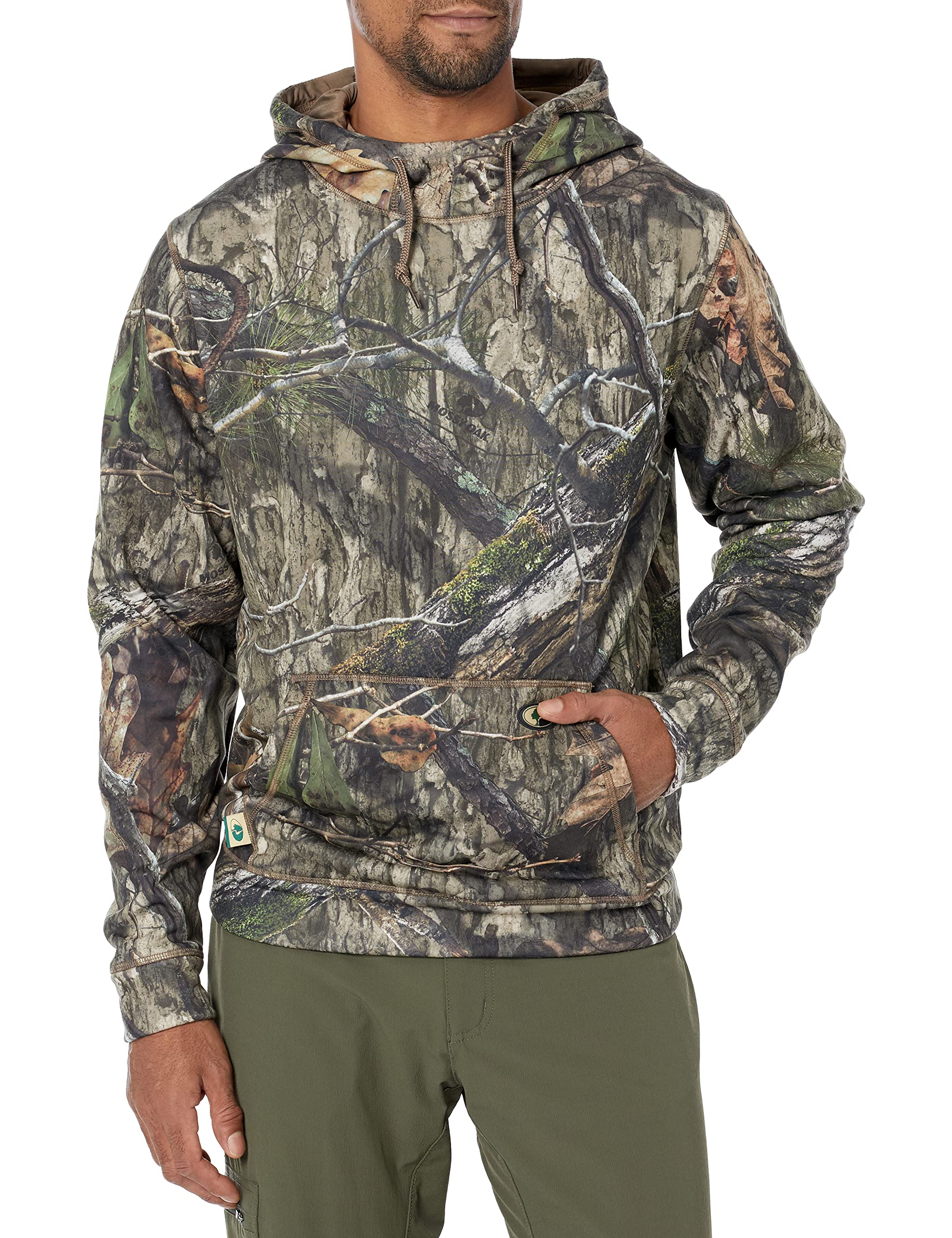 Mossy Oak Mens Camo Hunting Hoodie Performance Fleece, Country DNA, Large
