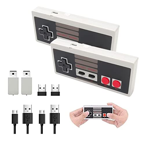 Wireless Game Controller for NES/SNES Classic Mini Edition, 2.4G Wireless Rechargeable Gamepad One Charge Lasts 100 Hours 2 Packs