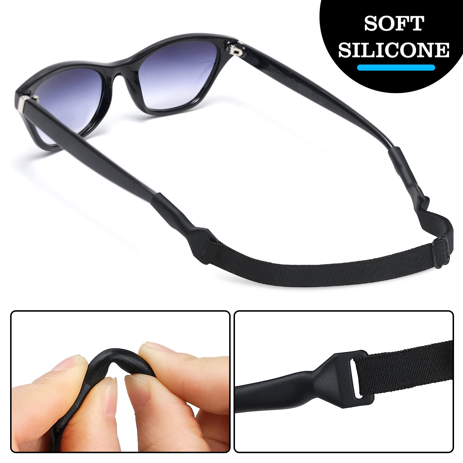 NETTEMPT Glasses Straps, Adjustable Eyewear Retainer - No Tail Sunglasses Strap For Men's Glasses Straps (4pcs 13inch)