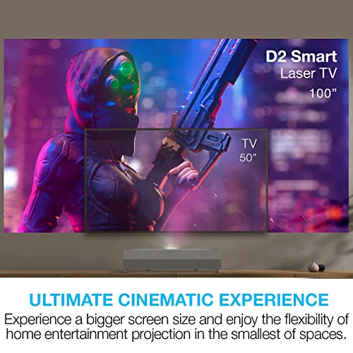Optoma CinemaX D2 Smart White True 4K UHD Laser Projector with Android TV for Home Theater | Ultra-Short Throw | Bright 3,000 Lumens with HDR 10 | eARC Audio