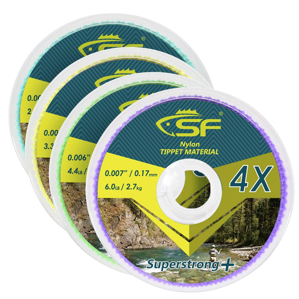 SF Clear Nylon Tippet Line with Holder Fly Fishing Tippets Leaders Trout # Nylon 3-4-5-6X Combo &Fly Fishing Silicon Waterproof Fly Box Double Side
