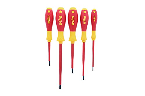 Wiha 32091 5-Piece 1000-Volt Slotted and Phillips Insulated Screwdriver Set