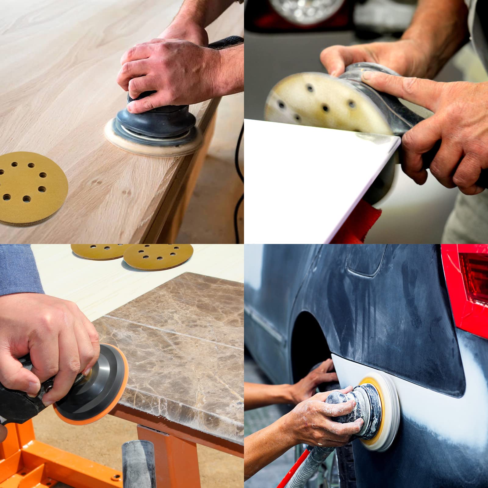 QYQRQF 5 Inch Sanding Discs Hook and Loop, 220 Grits 8 Holes Sandpaper Round Orbital Sander Paper for Woodworking Car Boat Metal Polishing, 50pcs
