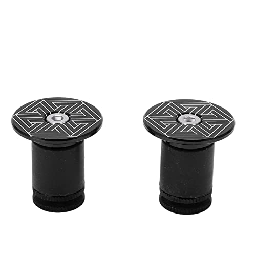 Raguso Handlebar Grips End Plugs, Handlebar End Plugs Practical Lightweight for Road Bikes(Swirl - Black)