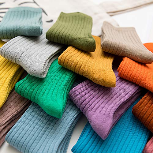 MINI PANDA Boys Socks Crew Socks for Girls 4-6 Years 6-8 Years 8-10 Years 12 Pairs (multicolor-B, 7-9 Years)