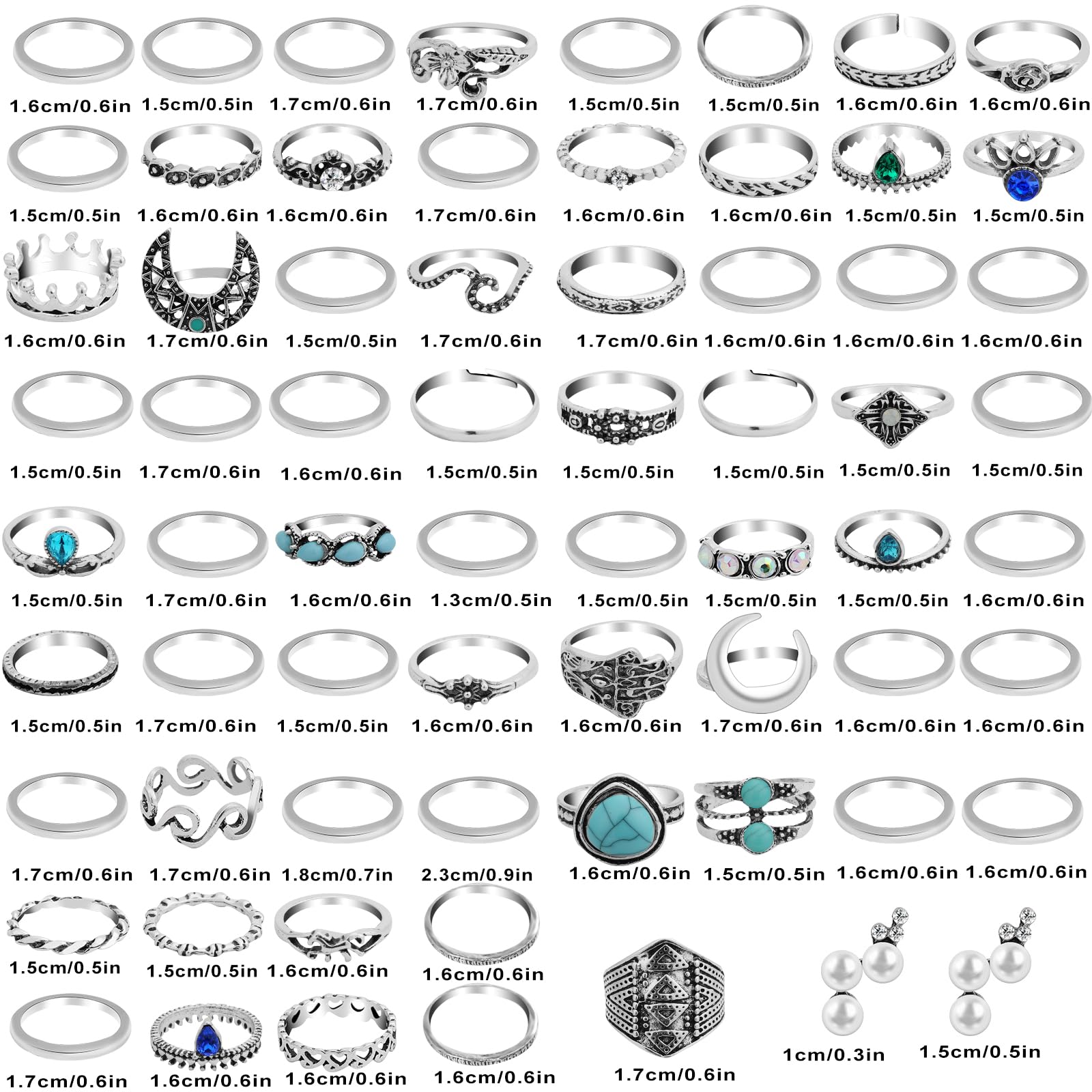 ONESING 67 Pcs Knuckle Rings for Women Stackable Rings Set Bohemian Retro Vintage Joint Finger Rings Hollow Carved Flowers Silver Knuckle Midi Rings