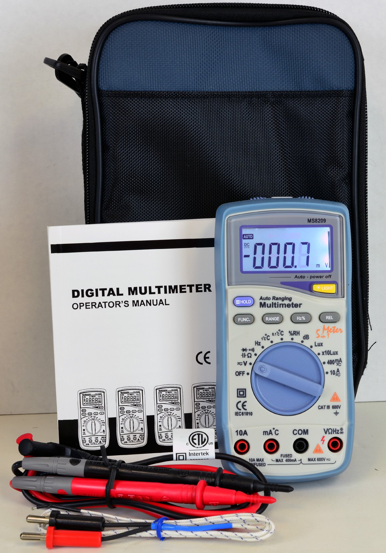 Mastech 5-in-1 multimeter Lux, Sound Level, Humidity,Temperature,True RMS MS8209
