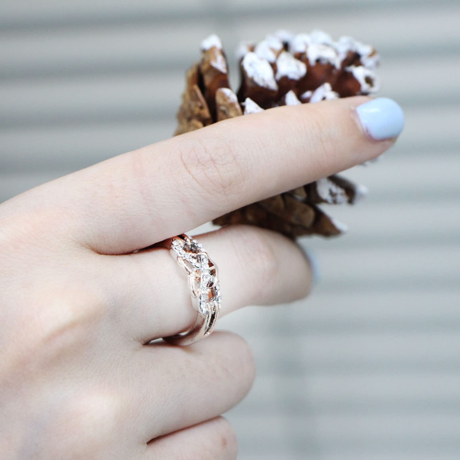 Rose Gold Heart Ring, Two Tone Interlocking Heart Infinity Anchor Rope Promise Ring for Woman, Alloy Materials Size 9