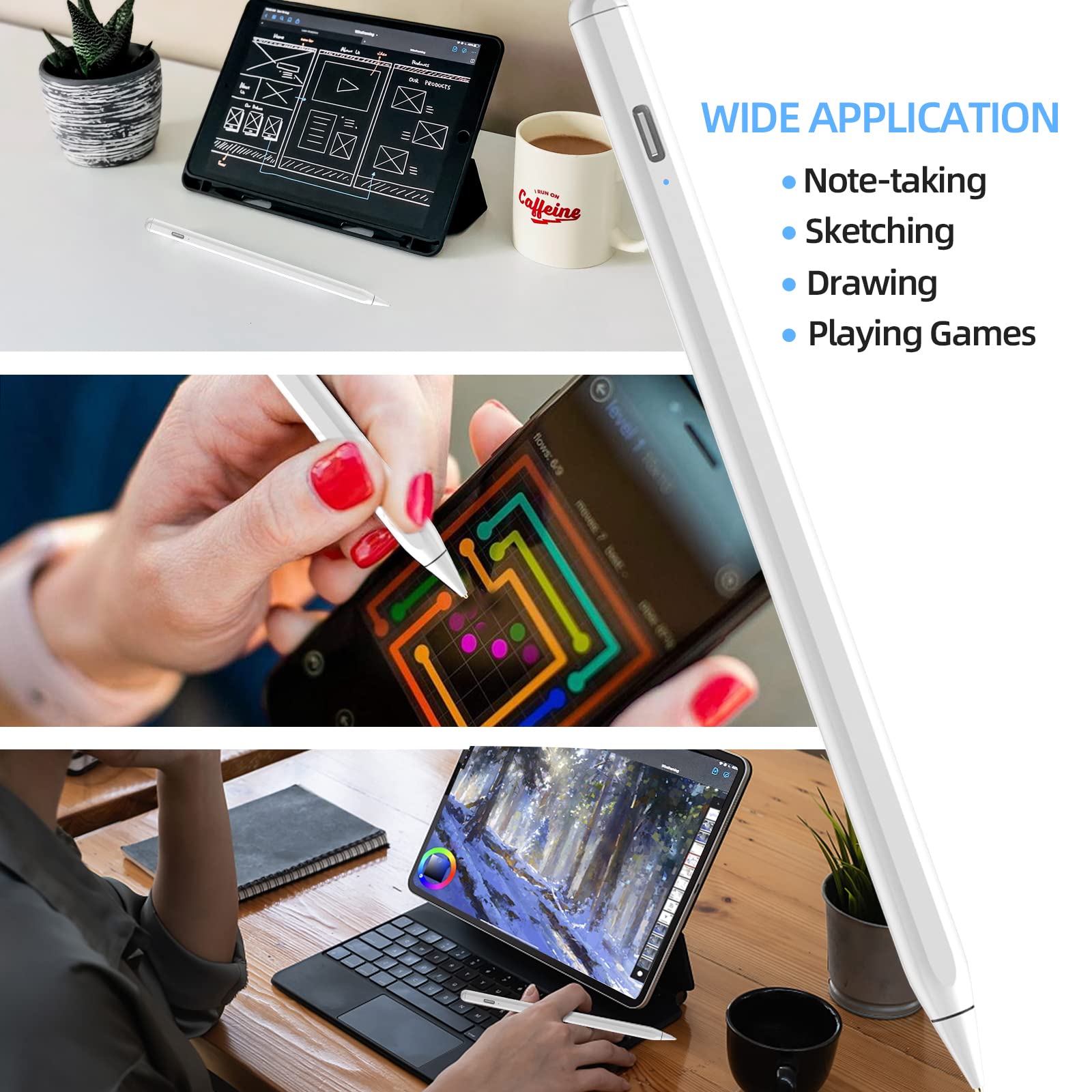 Stylus Pen for Touch Screens, Active Pen Digital Pencil for iOS & Android Touch Screens, Pencil with Carrying Case for iPad/iPad Pro/Air/Mini/iPhone/Cellphone/Samsung/Tablet Drawing & Writing