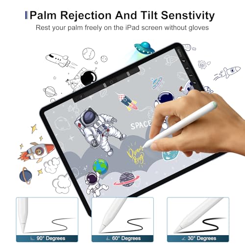 Stylus Pen for iPad (2018-2023), USB-C Fast Charging Pencil, Palm Rejection Tilt Sensitivity Compatible with Apple iPad Air 5/4/3, iPad Mini 6/5, iPad 10/9/8/7/6, iPad Pro 12.9″/11″