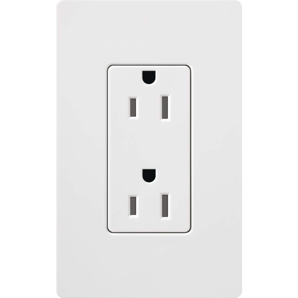 Lutron Claro 15 Amp Duplex Outlet, CAR-15-WH, White (Pack of 2)