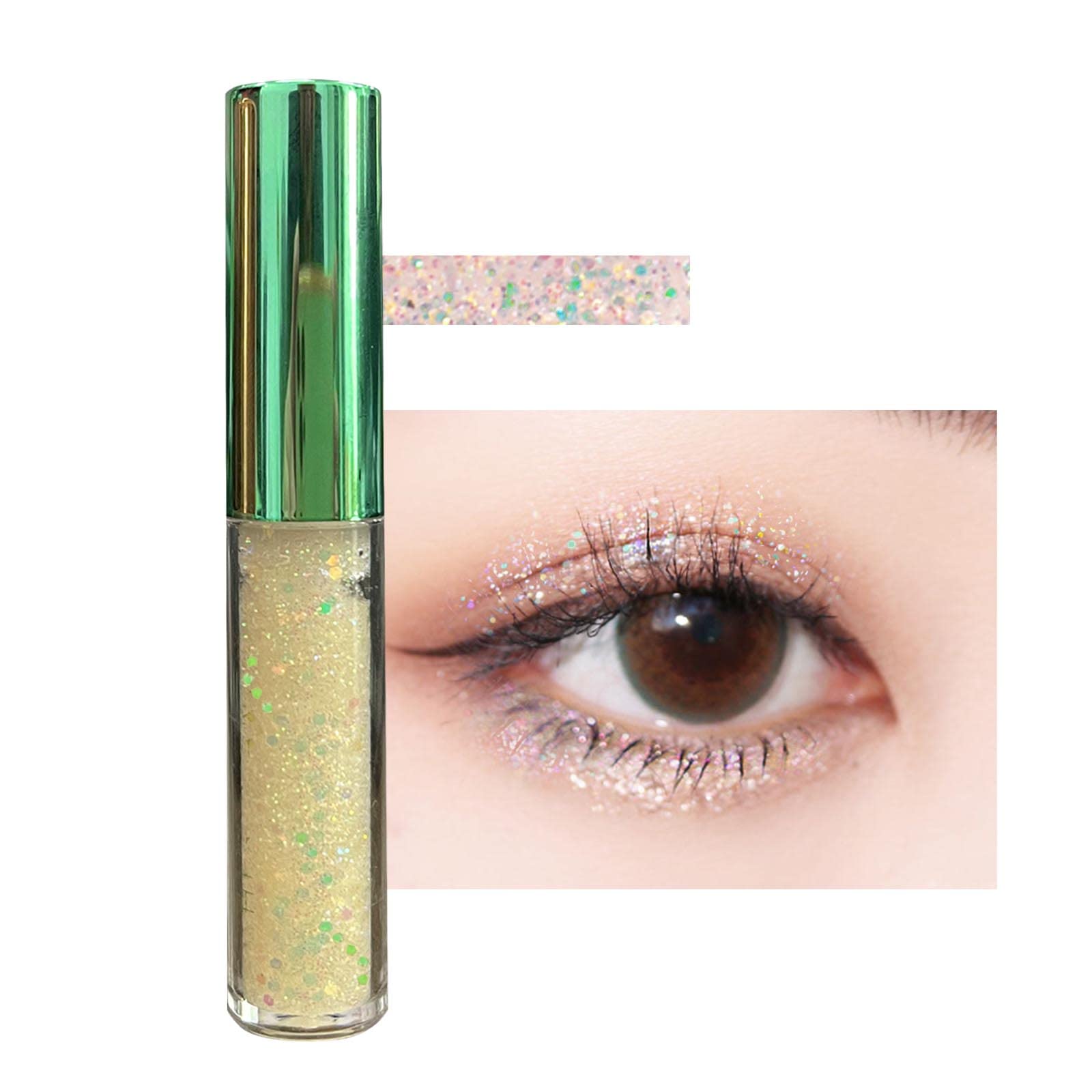 KWOLYKIM Liquid Glitter Eyeshadow, Long Lasting, Quick Drying, Easy to Apply, Loose Bling Glitter Diamond Pigmented Glue for Eye Crystals Makeup (Sparkling Floating Coral)