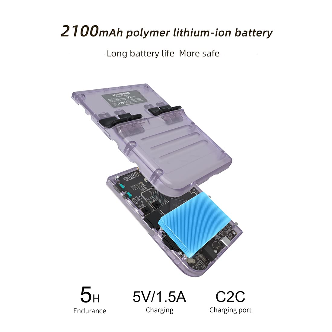 RG35XX Handheld Game Console Built-in 8000 Games, 3.5 Inch Mini Portable Retro Console, Open Source Linux System Game Machine (Transparent Purple)