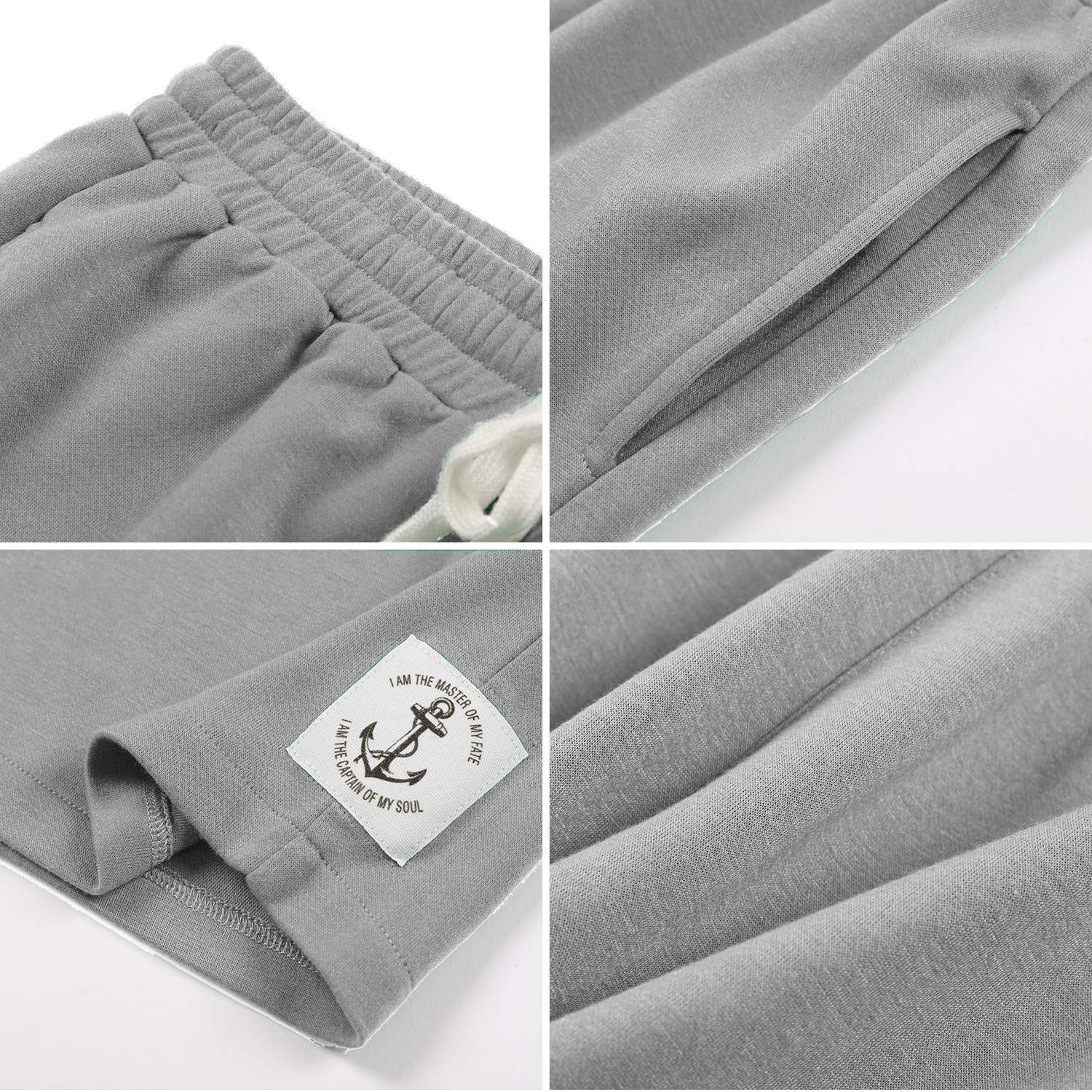 OOWVW Men's Shorts Casual Drawstring Jogger Athletic Workout Gym Sweat Shorts with Pockets Light Grey