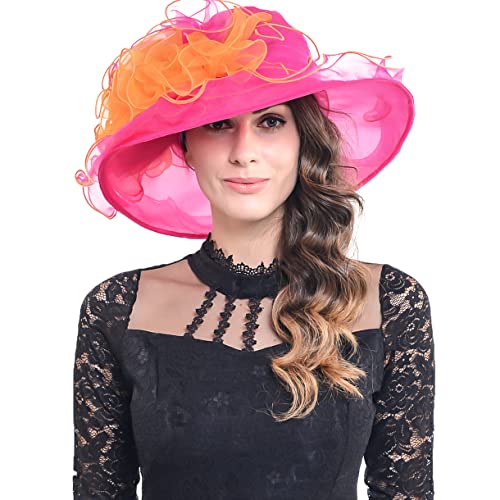 Wimdream Women Kentucky Derby Hats for Church Tea Party Organza Fabric