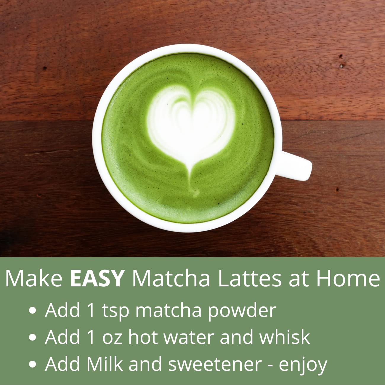 Matcha Green Tea Powder - USDA Organic, Pure & Authentic Japanese Matcha, Second Harvest Culinary Grade Matcha for Green Tea Lattes, Smoothies and Baking. 15 Serves in a 30g bag (1.06oz)