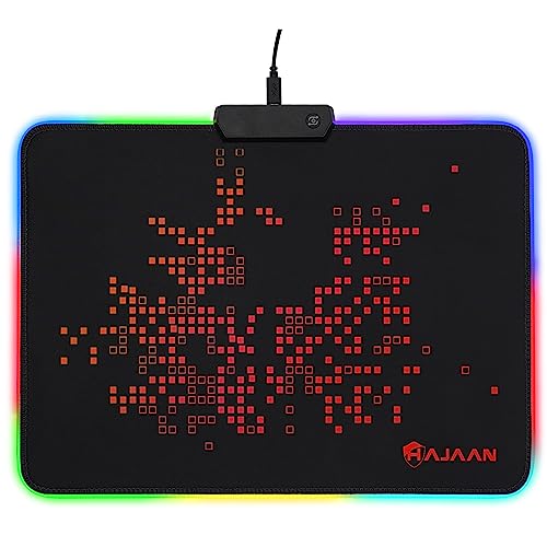 RGB Gaming Mouse Pad Mat- HAJAAN Customizable RGB Lighting Mouse mat with Non-Slip Rubber Base, Soft Computer Mousepad for Gaming and Working -MacBook, PC, Laptop, Desktop- Black