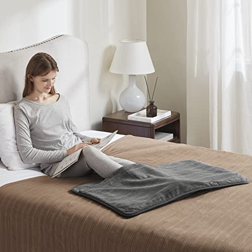 Serta Siena Heating Pad Large Foot Warmer, Soft Sleeve Pocket, Auto Shut Off Multi-Heat Setting Controller, Extra Wide Electric Heated Wrap For Shoulder, Back, Stomach Comfort 35"x20" Ivory