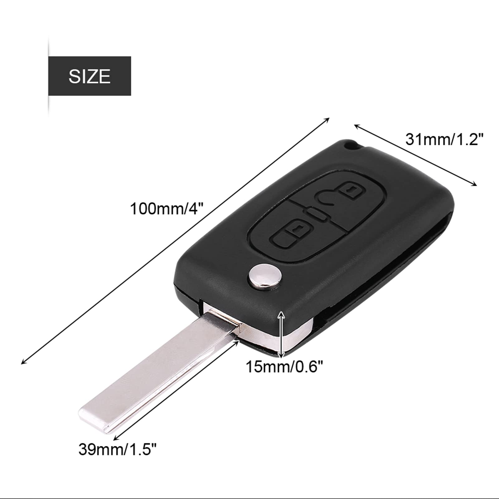 Llave 207 Original,Key Fob Replacement,Car Remote Key Fob,2 Buttons Car Remote Key Fob ID46 433MHz W/ Uncut Blade Fit for 207 307 308 407 807 Remote Control Car Key Flip Key Llave