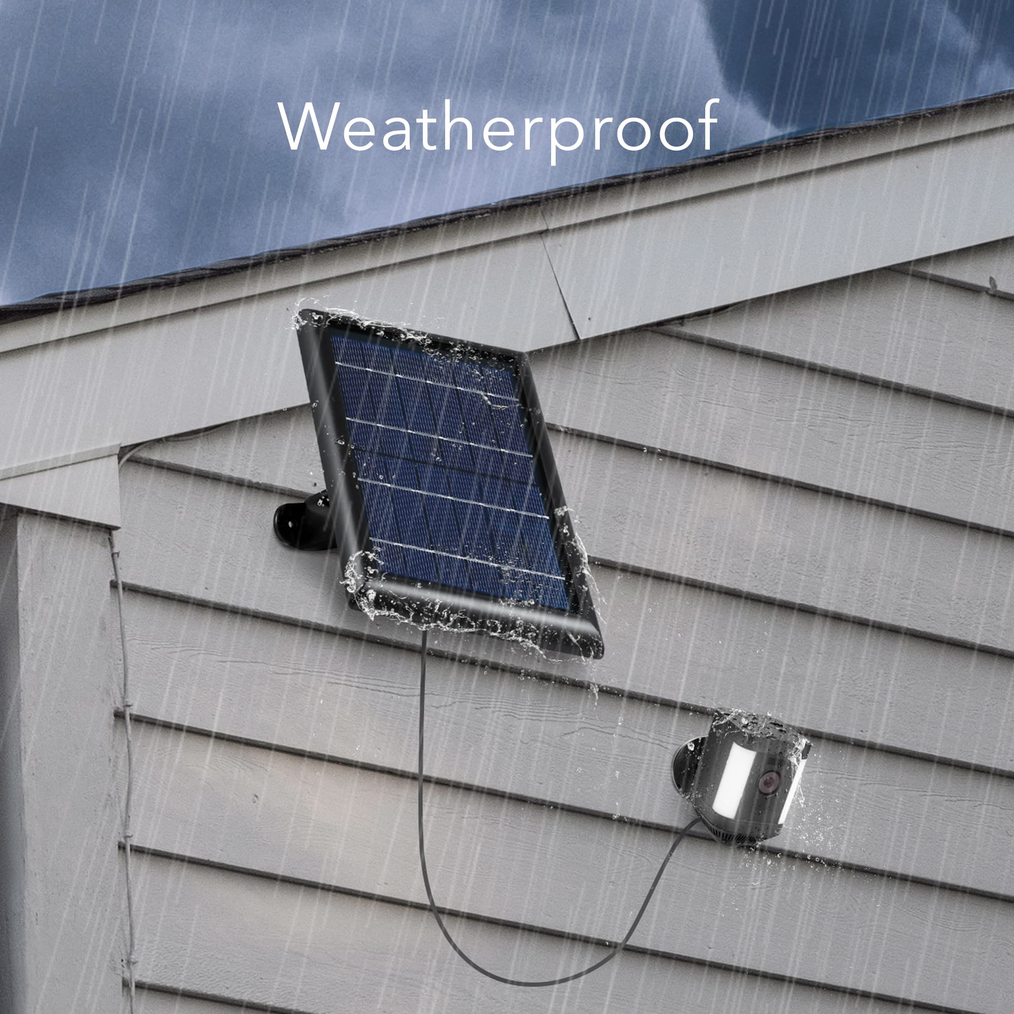 Wasserstein Solar Panel Compatible with Spotlight Cam Plus/Pro and Stick Up Cam Battery - Continuously Power Your Cam with 2W 5V Charging (3 Pack, Black)