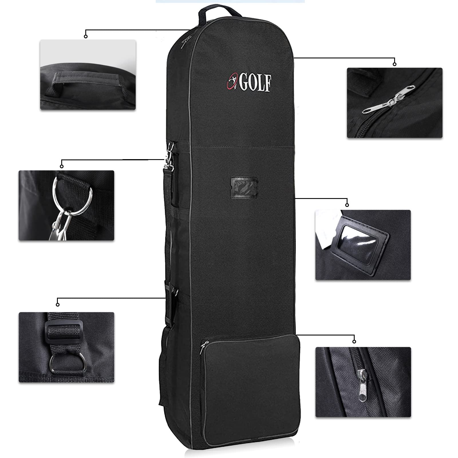 SOHAPY Golf Travel Bag and Support Rod, Universal Size Folding Bag with Wheels for Airlines Travel Golf Club Bag Accessories