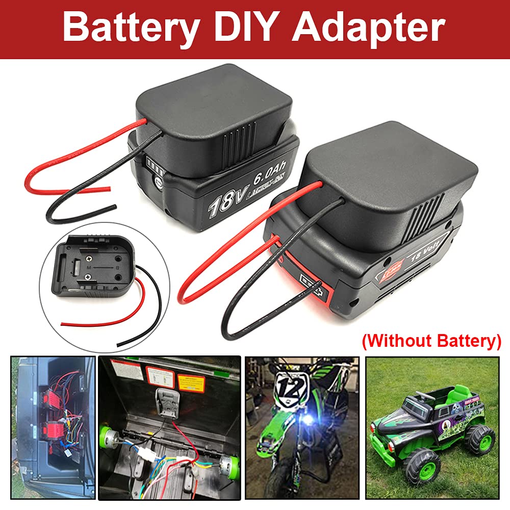 QINIZX Power Wheels Adaptor for Bosch/Makita 18V 14.4V Battery Power Mount Connector Adapter Dock Holder with 12 awg Wires DIY Power Tools RC Toys Robotics