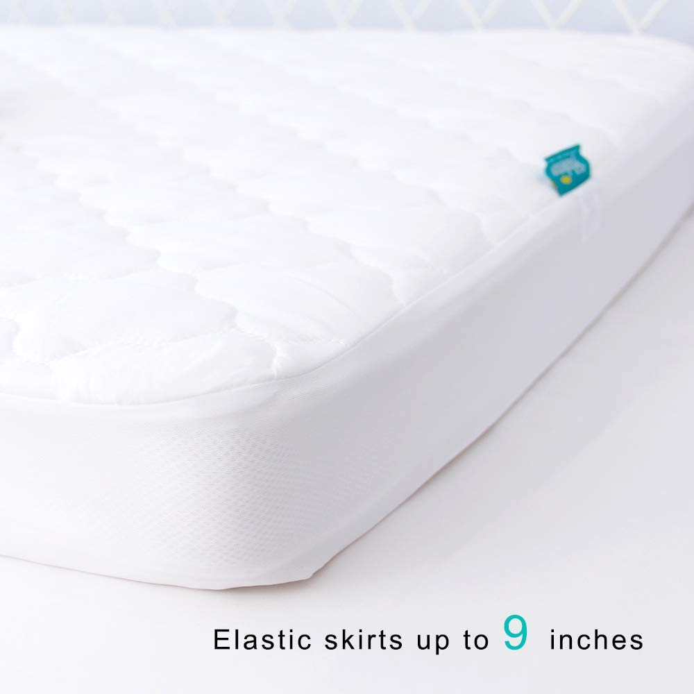Waterproof Crib Mattress Protector & Bassinet Sheets Compatible with Fisher-Price On-The-Go Baby Dome, 2 Pack, 100% Jersey Knit Cotton