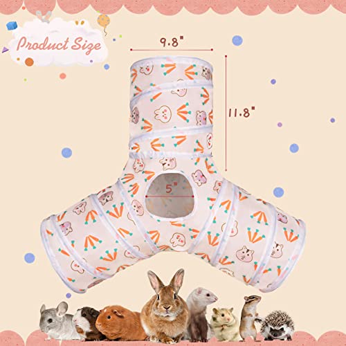 YUEPET Bunny Tunnels 3 Way Play Tubes Collapsible Rabbits Toys Small Animal Hideout for Rabbits Bunny Guinea Pigs Chinchilla Sugar Glider