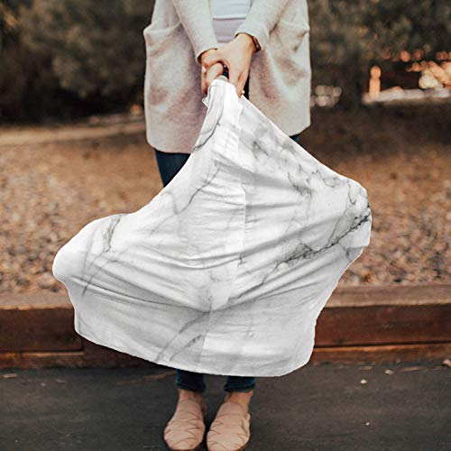 Nursing Cover Breastfeeding Scarf Baby Car Seat Covers Stretchy Infant Stroller Cover White Marble Pattern Carseat Canopy for Newborns