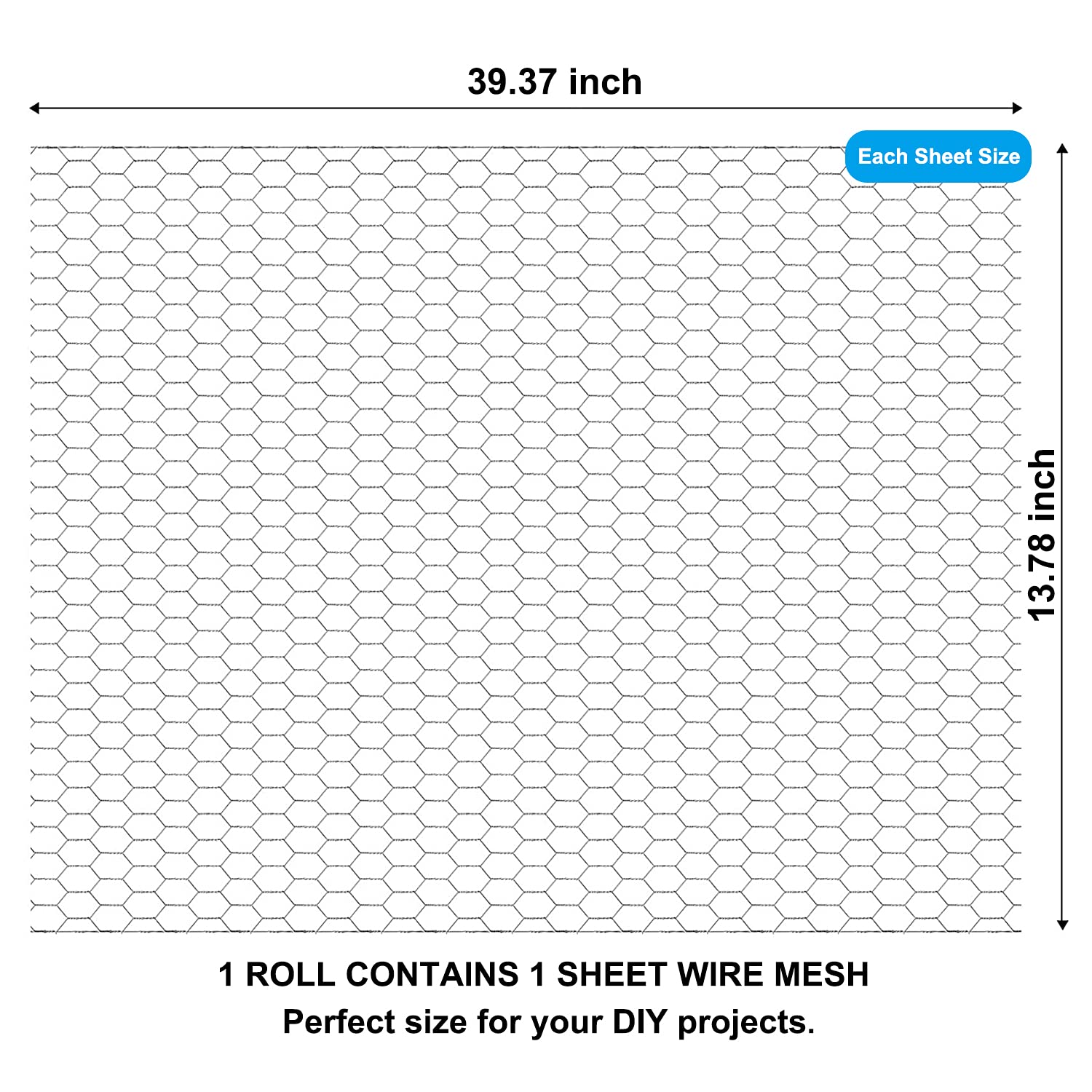 UWIOFF Chicken Wire Net for Craft Projects, Galvanized Hexagonal Chicken Wire Fence Netting with Fine Mesh, Floral Chicken Wire, Home and Garden Use with Bonus Gifts - 13.7'' W x 39.3'' L