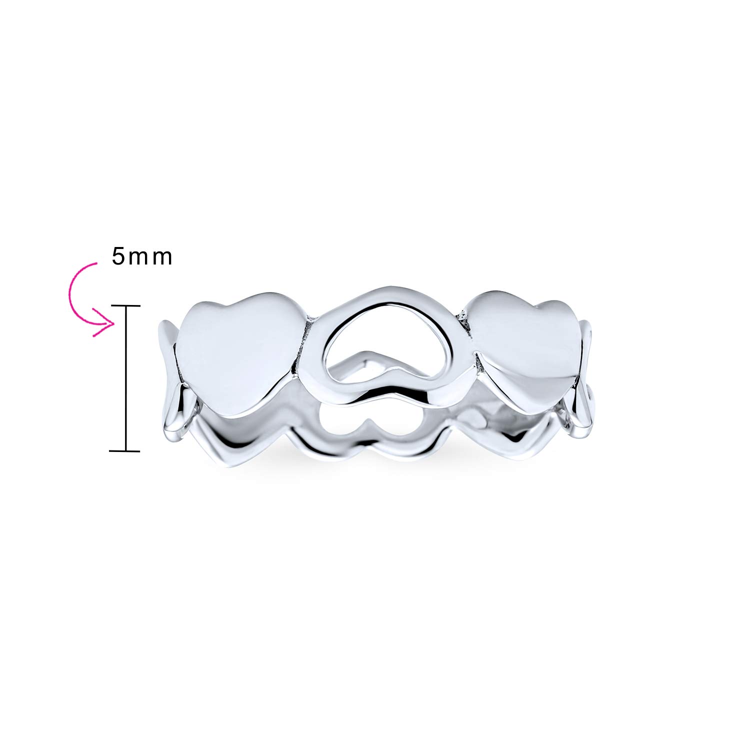 Personalized BFF Friendship Alternating Romantic Open Heart Eternity Band Promise Ring For Women Teen Girlfriend .925 Sterling Silver Customizable